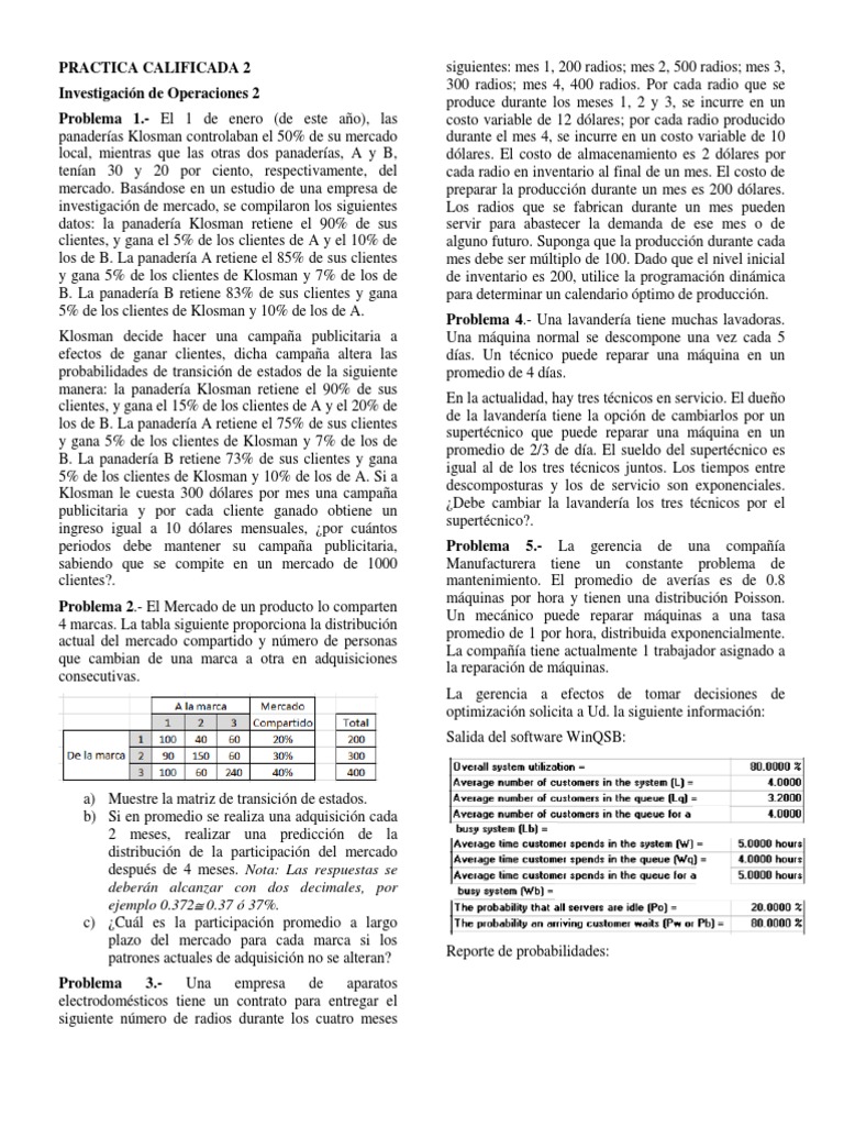Practica Calificada 2 Io2 Unsa | PDF | Inventario | Publicidad