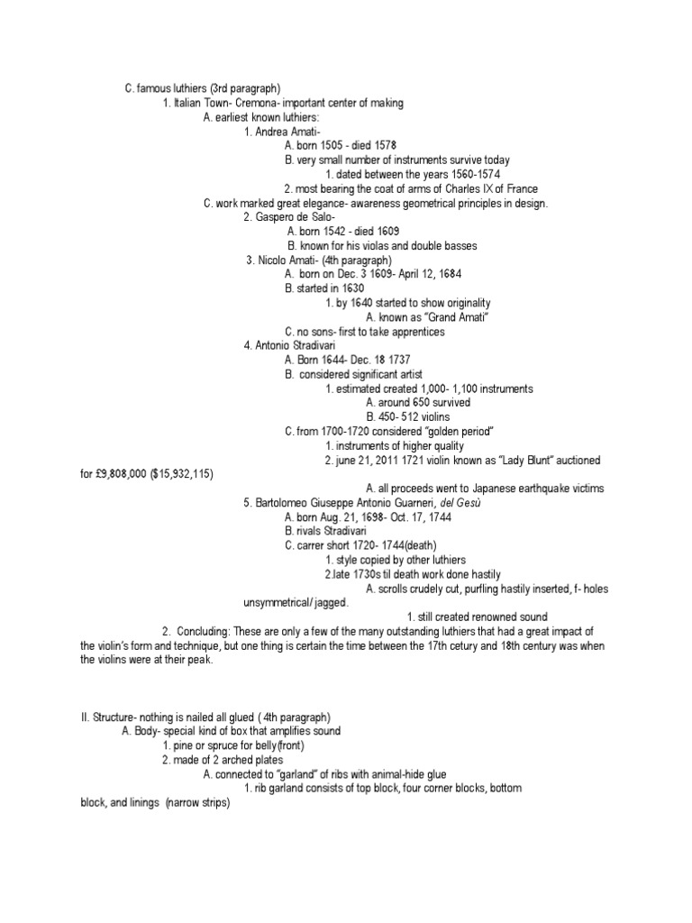 Violin Research Paper Outline | PDF | Violin | String Instruments