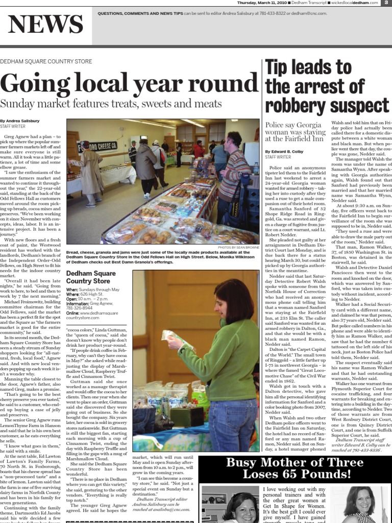 Dedham Transcript March 11, 2010 Going Local Year Round | PDF | Foods ...
