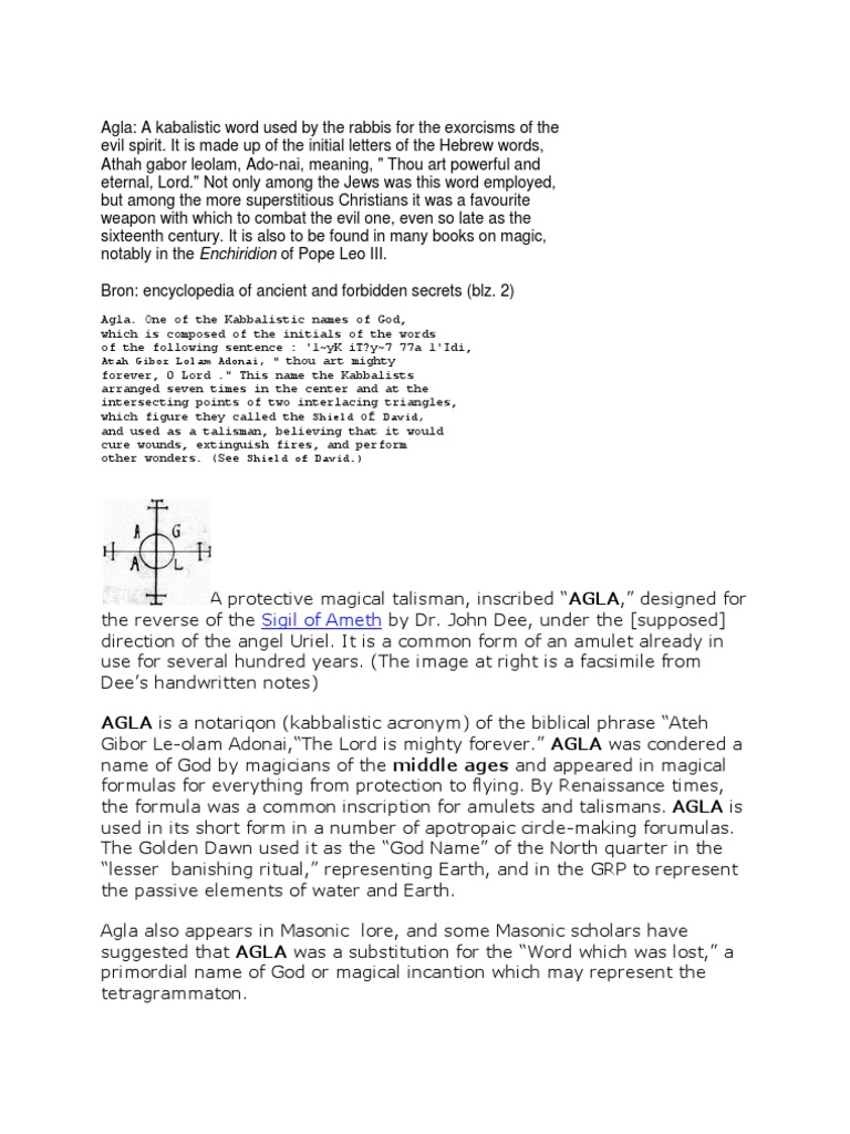 Agla | PDF | Amulet | Paranormal