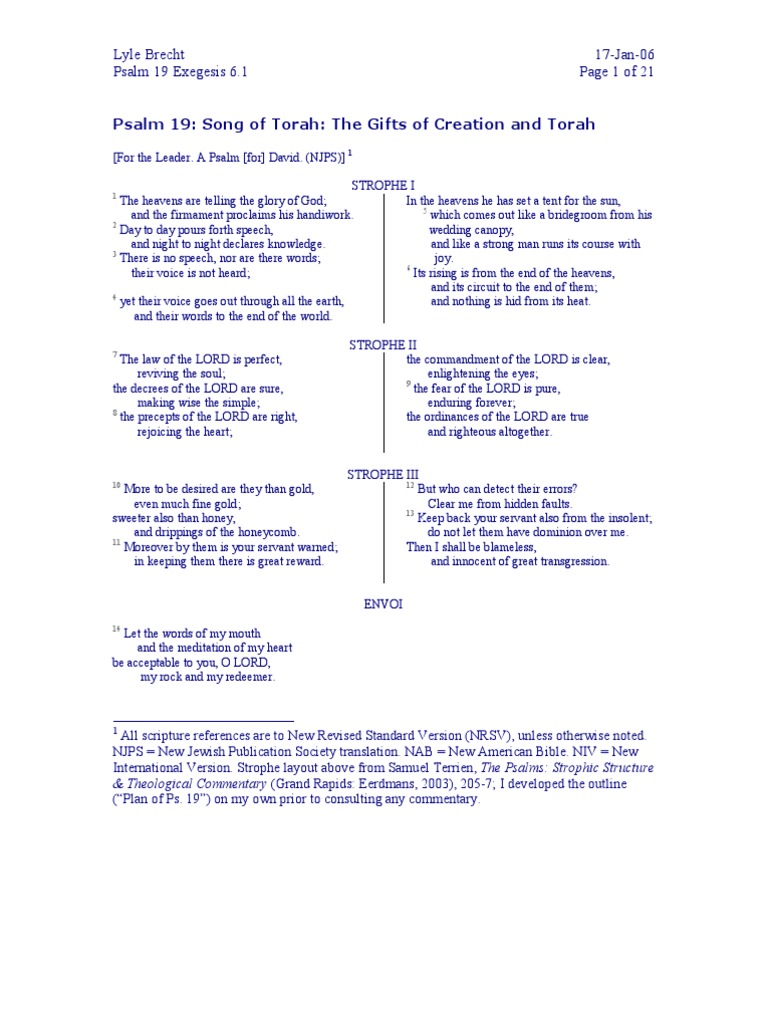 Exegesis of Psalm 19: Creation and Torah | PDF | Psalms | Big Bang
