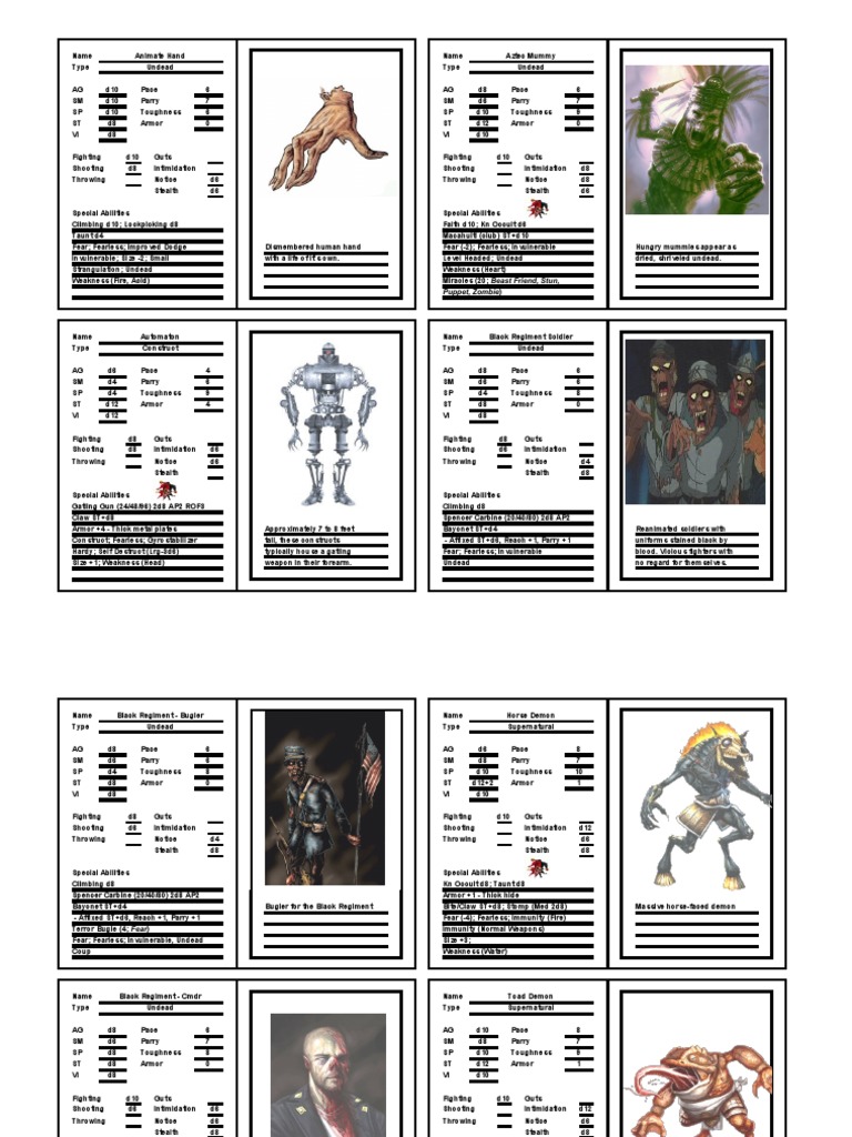 Deadlands Reloaded - Creature or Critter Cards | PDF | Werewolves ...