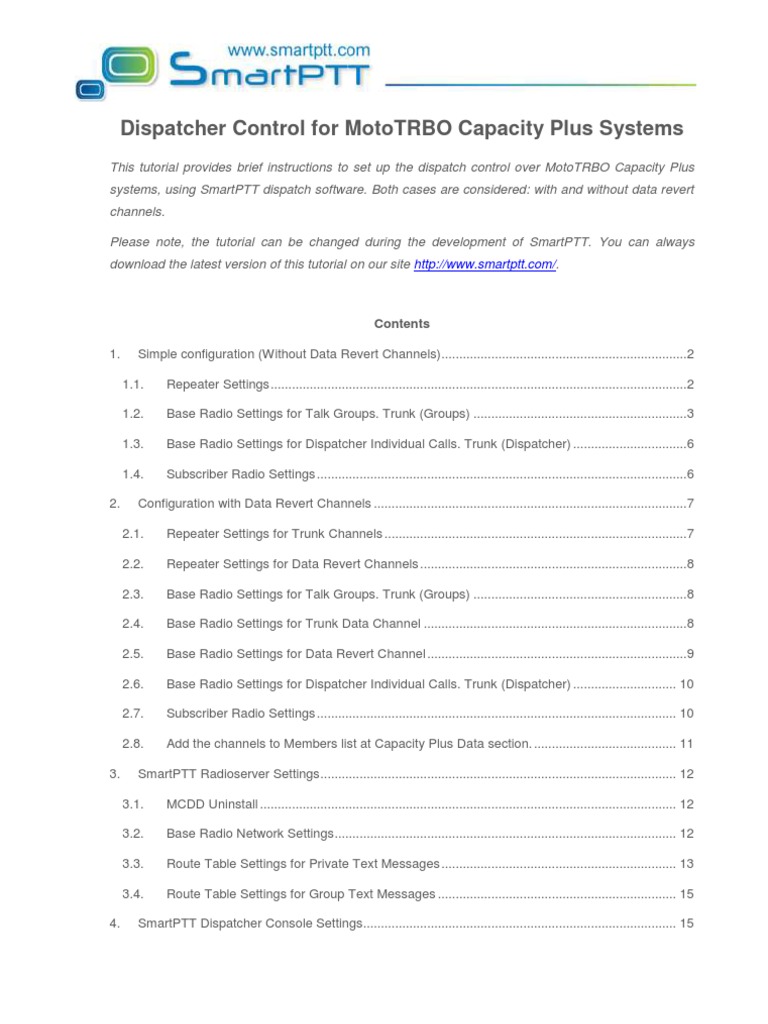 MotoTRBO Capacity Plus Setup Guide | PDF | Computer Network | Internet ...