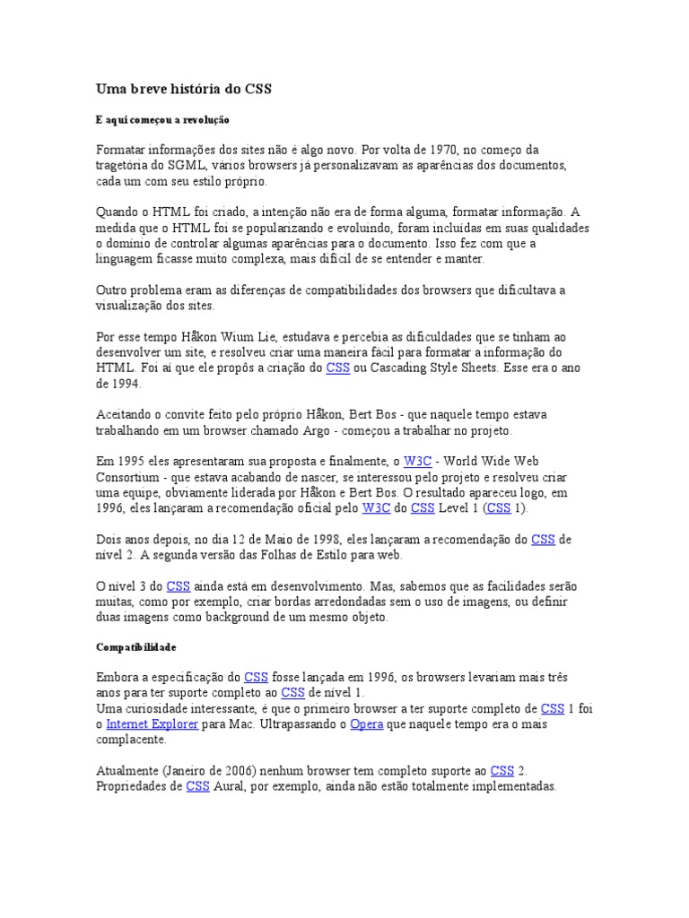 Uma breve história do surgimento e evolução do CSS desde sua criação em ...