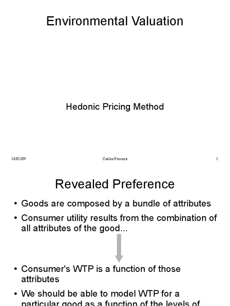 Hedonic Pricing Method in Environmental Valuation | PDF ...