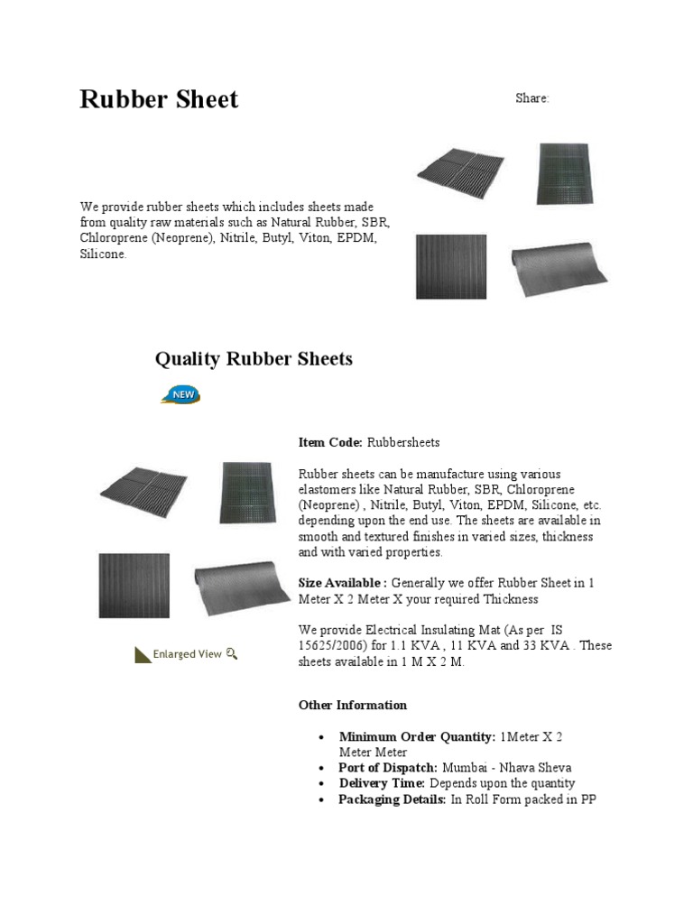 Rubber Sheet | PDF | Natural Rubber | Insulator (Electricity)