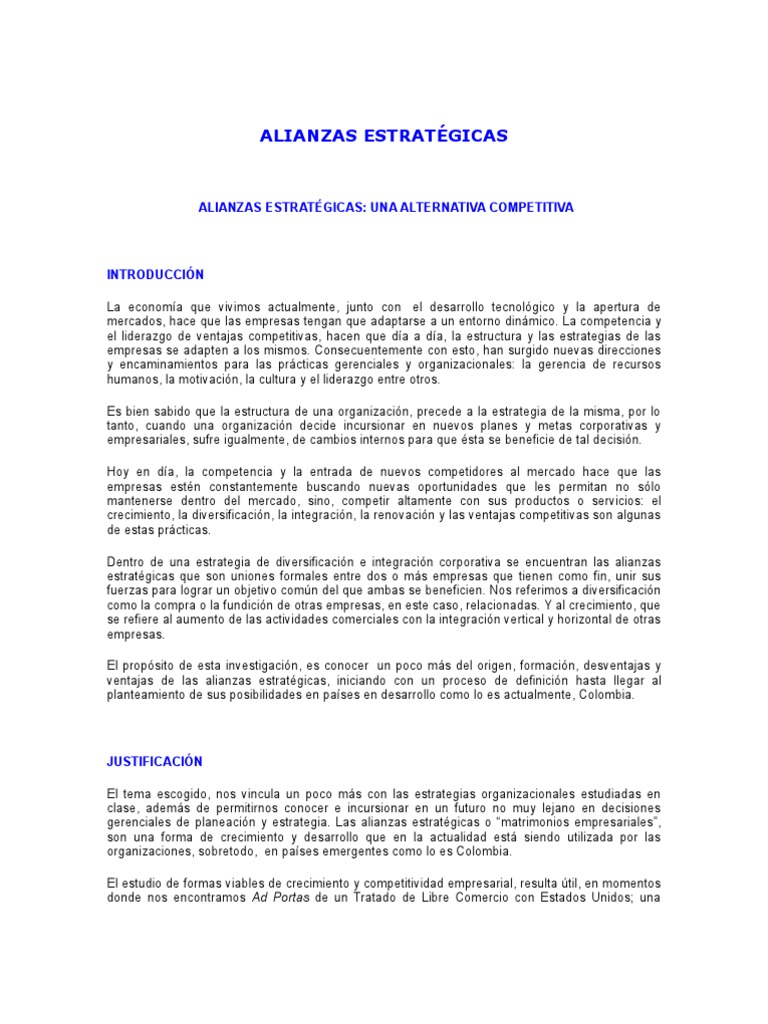 Alianzas EstratÉgicas Colombia | PDF | Monopolio | Mercado (economía)