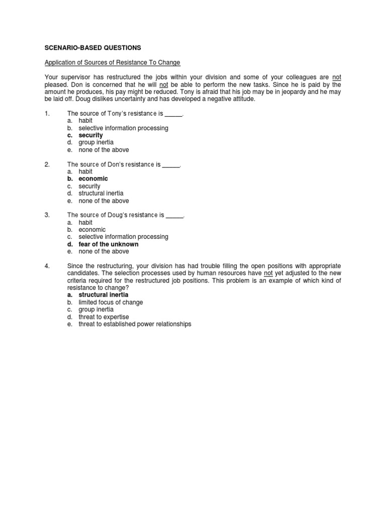 Scenario Based Questions | PDF | Change Management | Employment