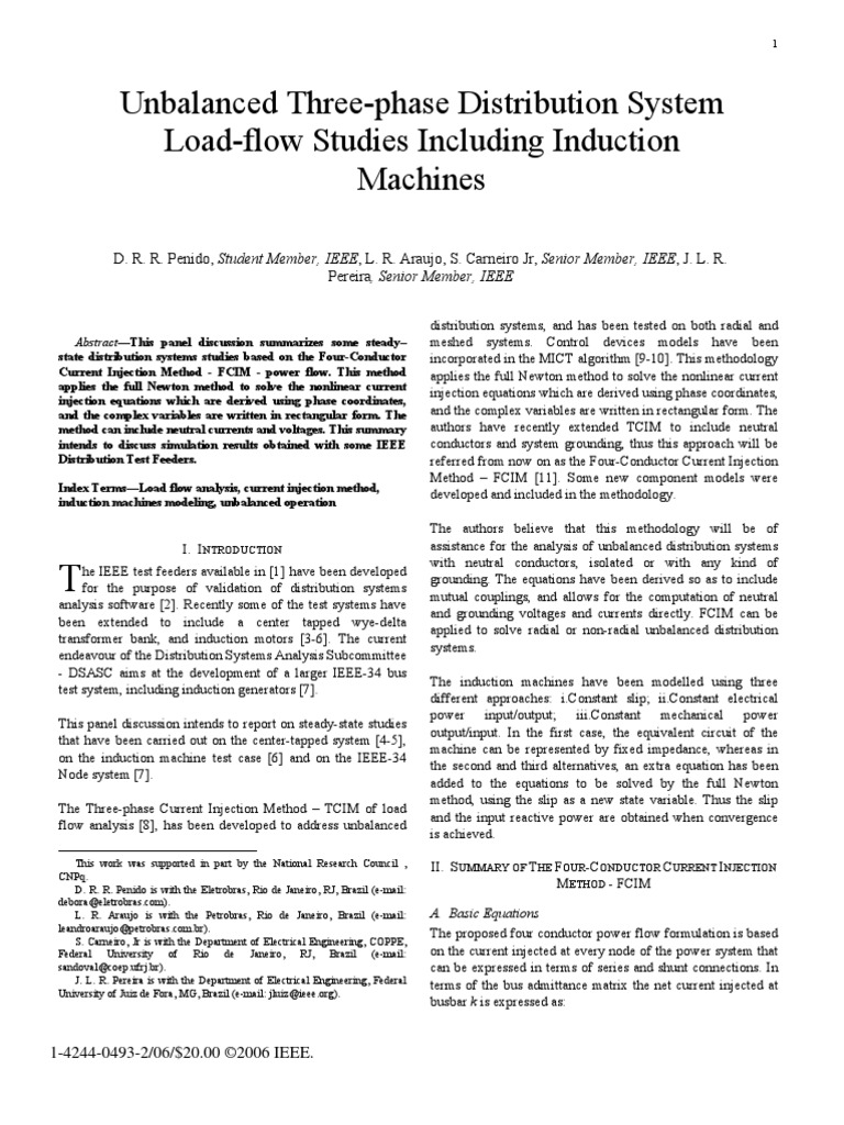 Unbalanced Three-Phase Distribution System | PDF | Transformer | Electric Power