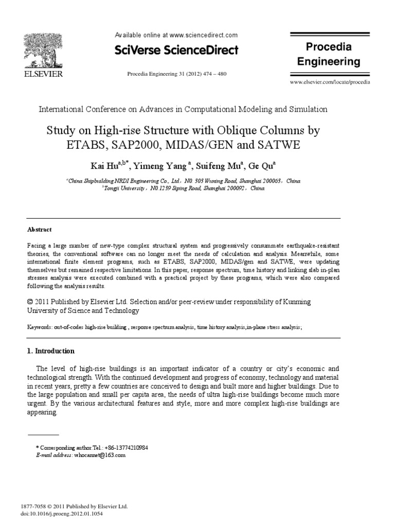 Study On High-Rise Structure With Oblique Columns Etabs, Gen, Sap | PDF ...
