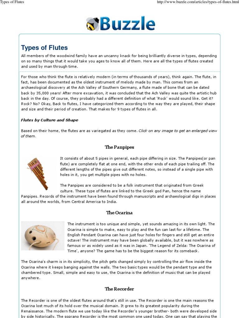 Types of Flutes | PDF | Flute | Recorder (Musical Instrument)