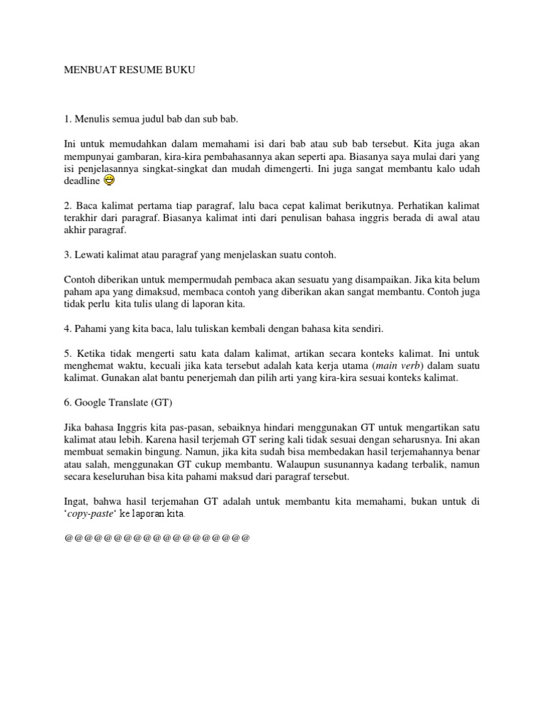 Cara Membuat Resume Buku | PDF