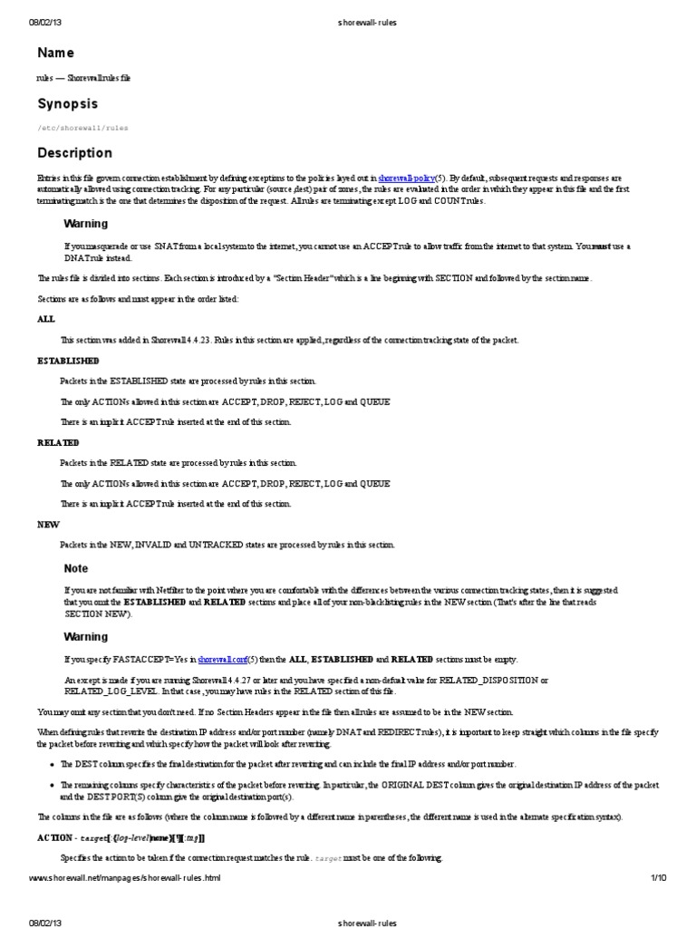 Shorewall Rules PDF | PDF | Port (Computer Networking) | Transmission ...