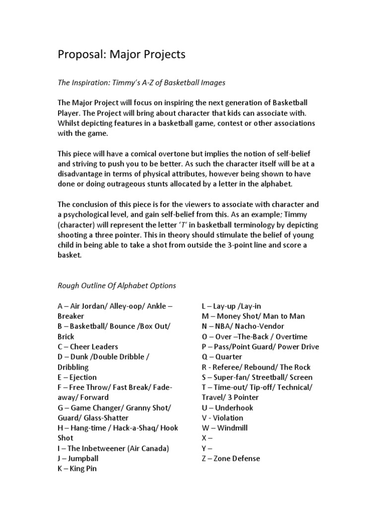 Proposal: Major Projects: The Inspiration: Timmy's A-Z of Basketball ...