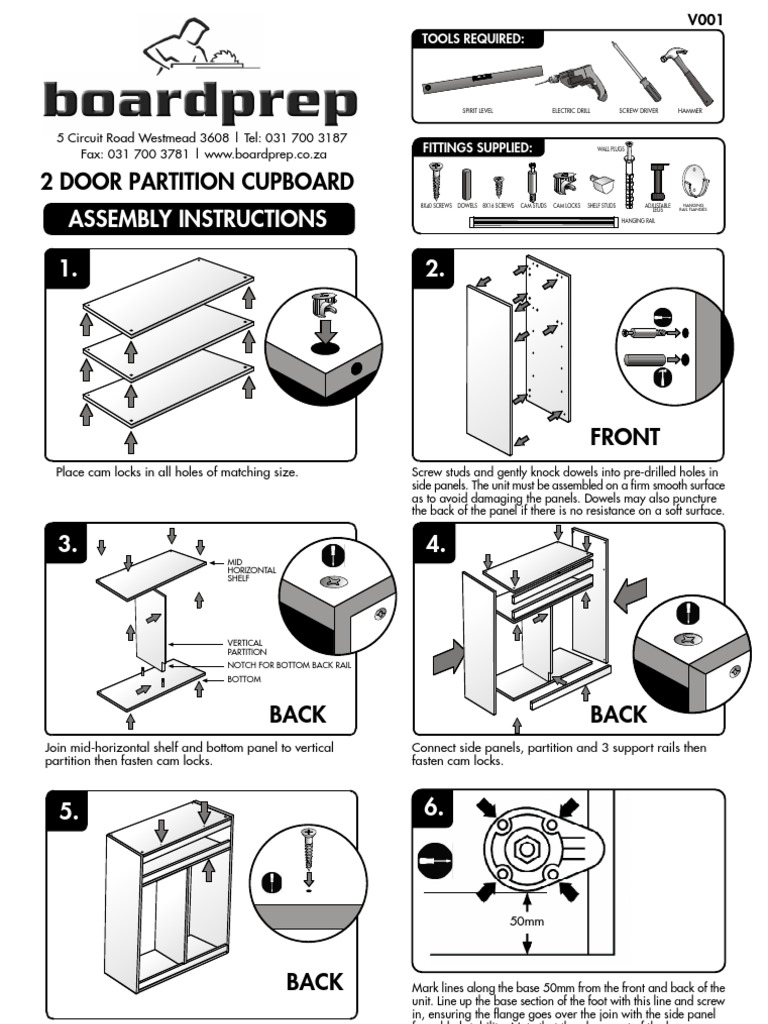 Assembly Instructions: 2 Door Partition Cupboard | PDF | Screw | Door