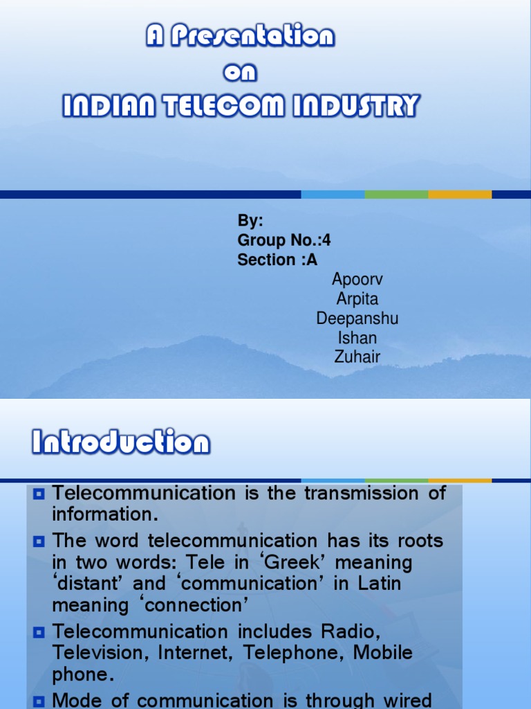 Overview of Indian Telecom Industry | PDF | Telecommunication ...