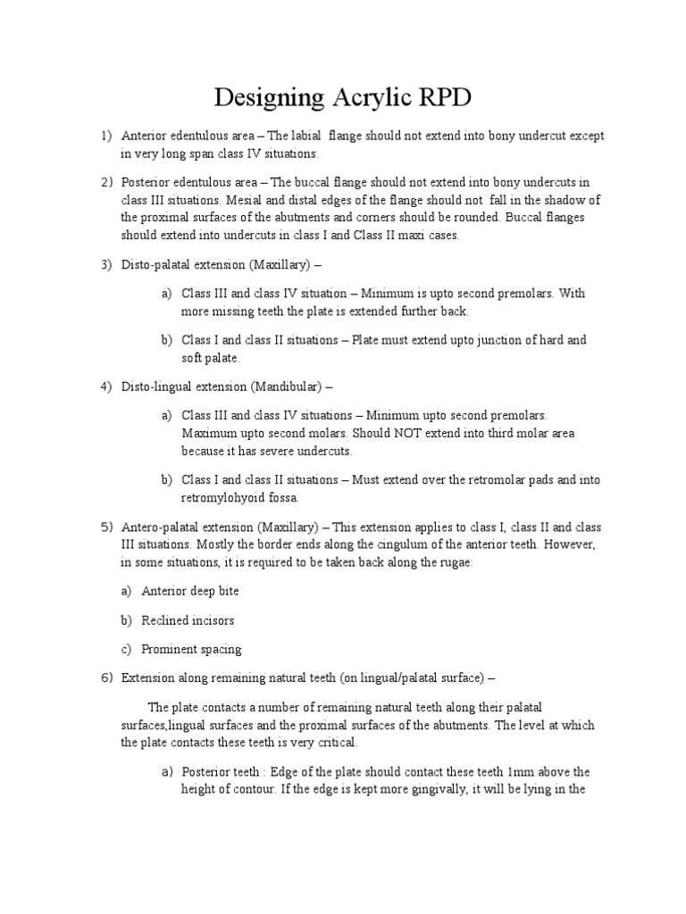 Designing Acrylic RPD | PDF | Dentures | Dentistry