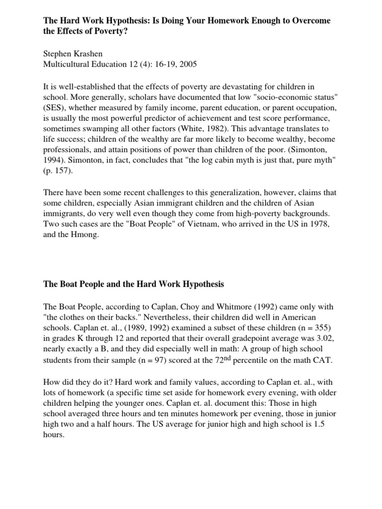 The Hard Work Hypothesis: Is Doing Your Homework Enough To Overcome The ...