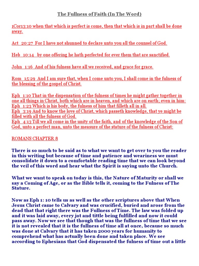 The Fullness of Faith | PDF | Grace In Christianity | Glory (Religion)