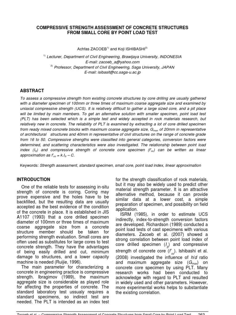 Compressive Strength Assessment of Concrete Structures From Small Core ...