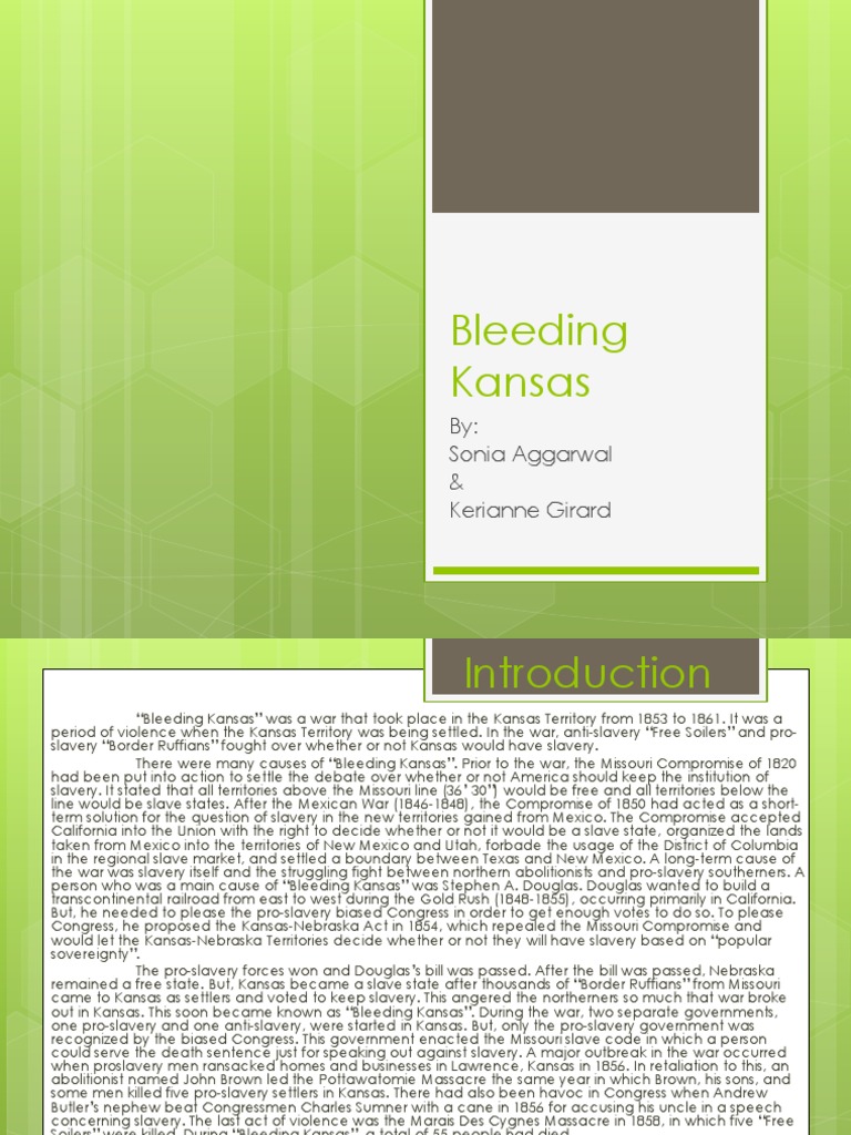 Bleeding Kansas: By: Sonia Aggarwal & Kerianne Girard | PDF | Internal ...