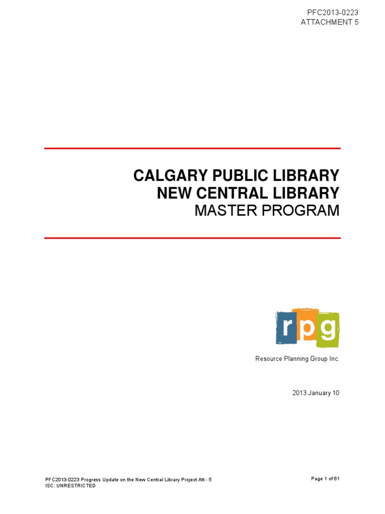 Calgary Public Library New Central Library Master Program | PDF