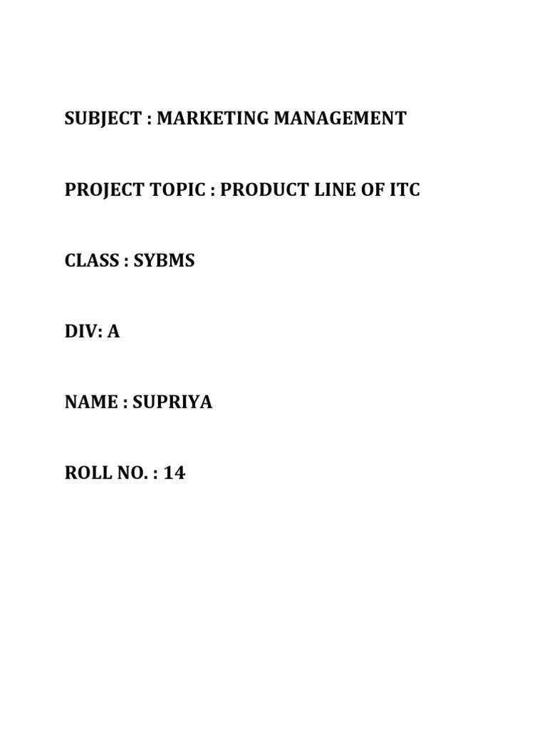 Marketing Project On ITC. | PDF | Brand | Promotion (Marketing)