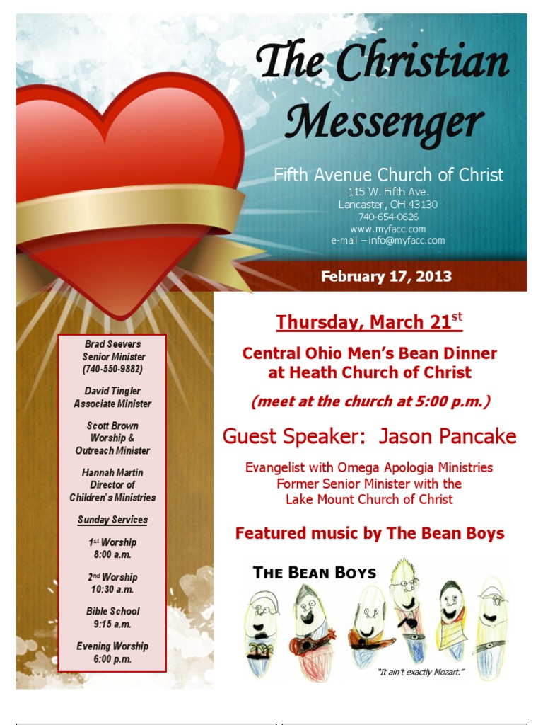 The Christian Messenger: Guest Speaker: Jason Pancake | PDF | Disciple ...