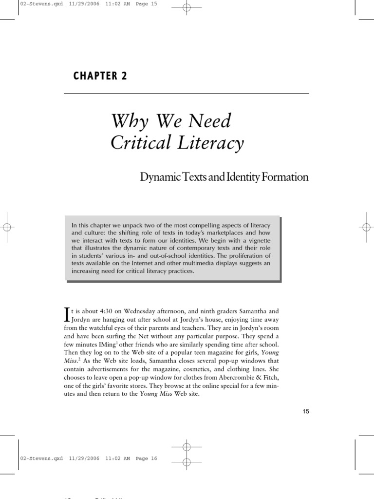 Critical Literacy Chapter2 | PDF | Identity (Social Science) | Literacy