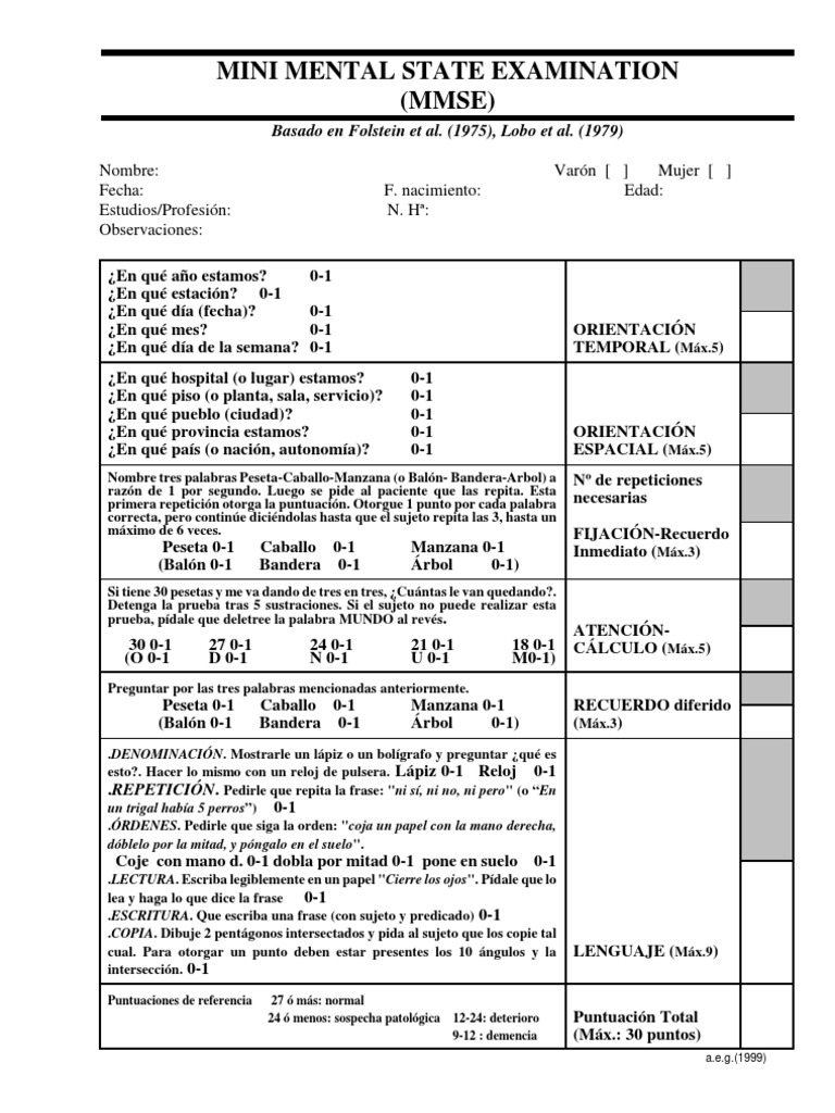 Test Mini Mental | PDF