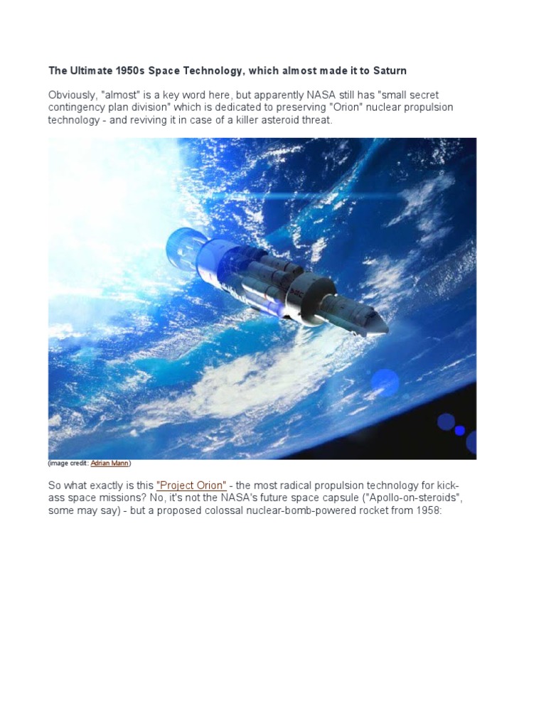 The Ultimate 1950s Space Technology, Which Almost Made It To Saturn ...