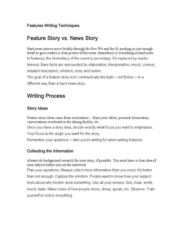 Feature Writing Tips 90338328C01BE | PDF | Verb | Cognitive Science
