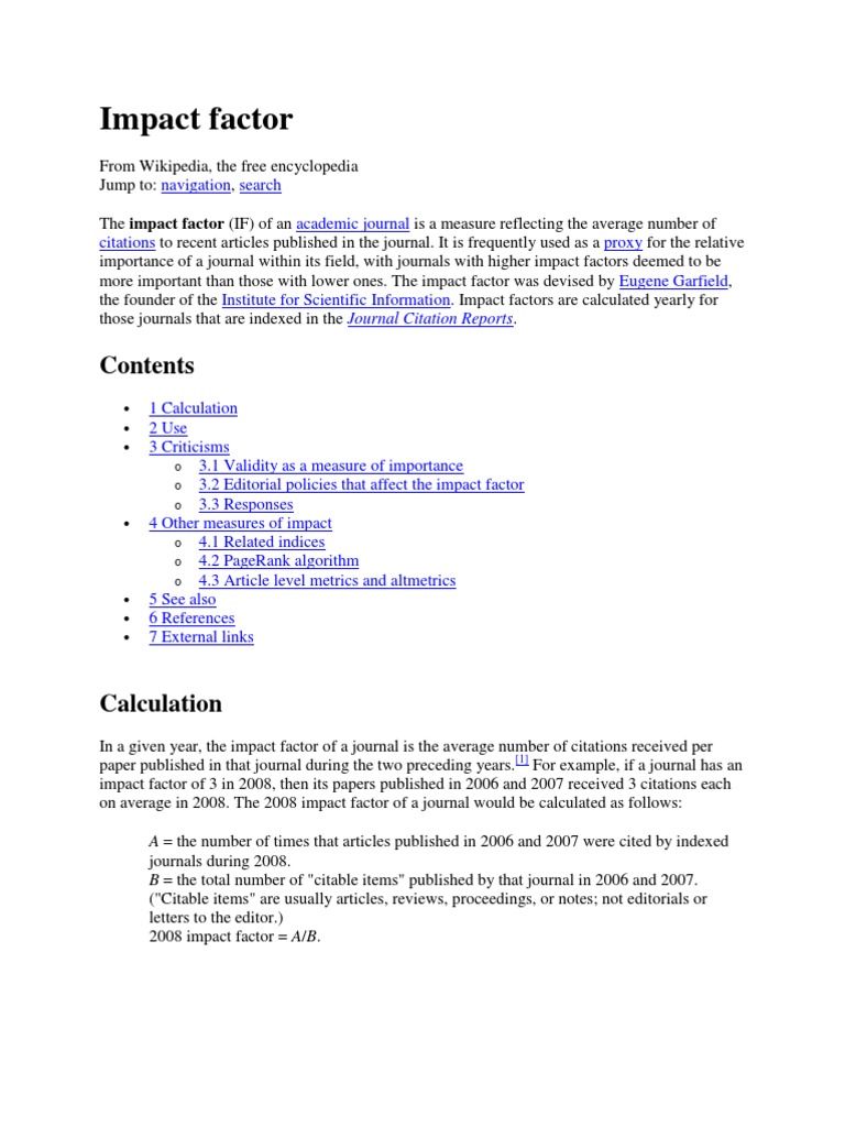 Impact Factor: Journal Citation Reports | PDF | Academic Publishing ...