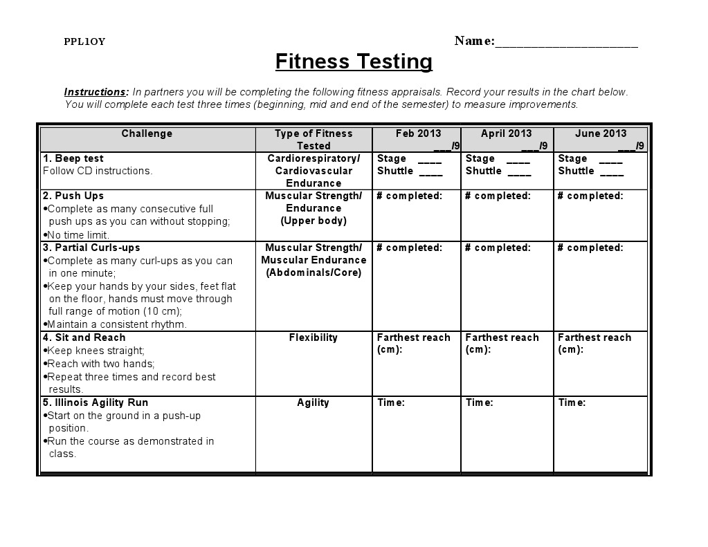 Fitness Testing | PDF | Athletic Sports | Physical Exercise
