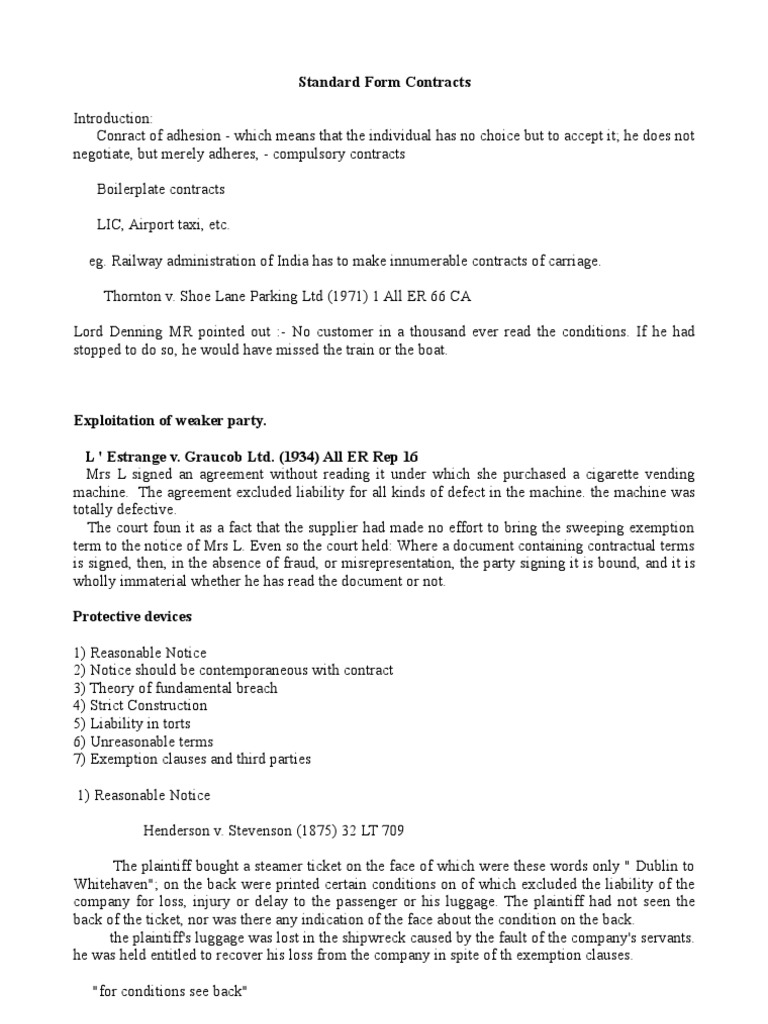 Stand Form Contract | PDF | Common Law | Private Law