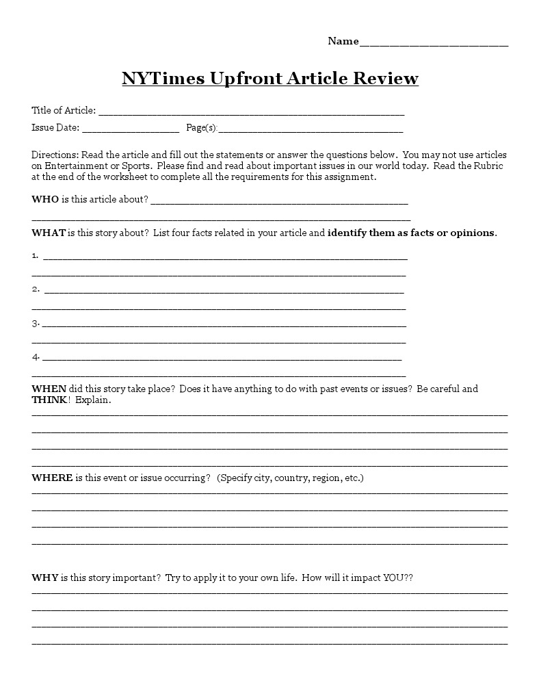 Article Review Sheet | PDF