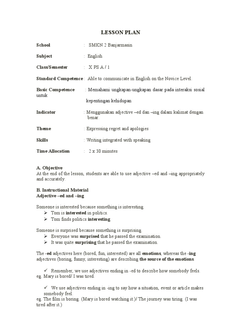 Lesson Plan: Memahami Ungkapan-Ungkapan Dasar Pada Interaksi Sosial ...