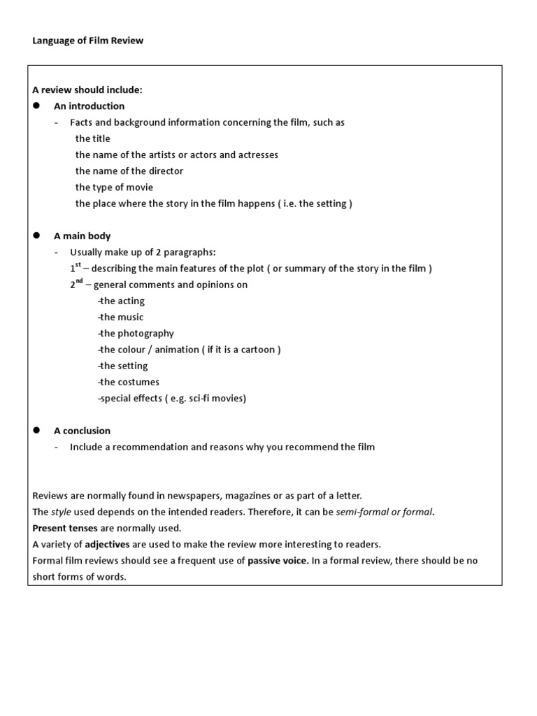 How to Write a Film Review Guide | PDF | Leisure