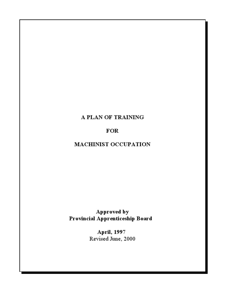 Plan of Training For Machinist | PDF | Heat Treating | Apprenticeship