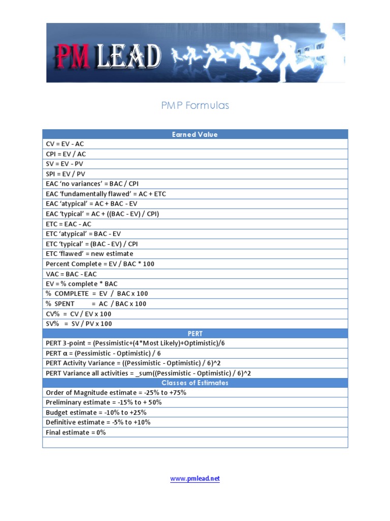 PMP Formulas: Earned Value | PDF | Computers