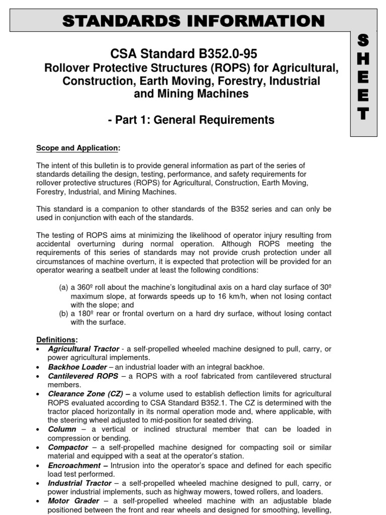 Rollover Protective Structures (ROPS) | PDF | Loader (Equipment) | Tractor