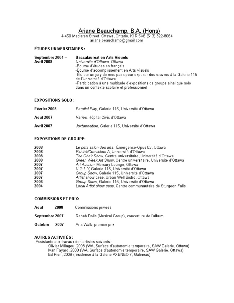 Ariane Beauchamp CV | PDF