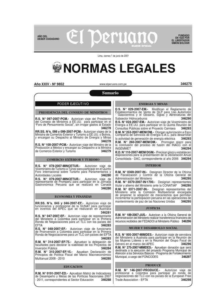 RM 148 2007 TR | PDF | Cooperacion economica Asia Pacifico | Perú