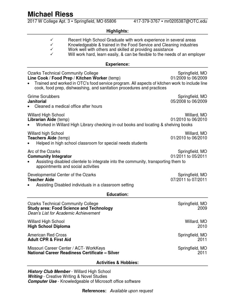 Michael Riess: Dean's List For Academic Achievement | PDF