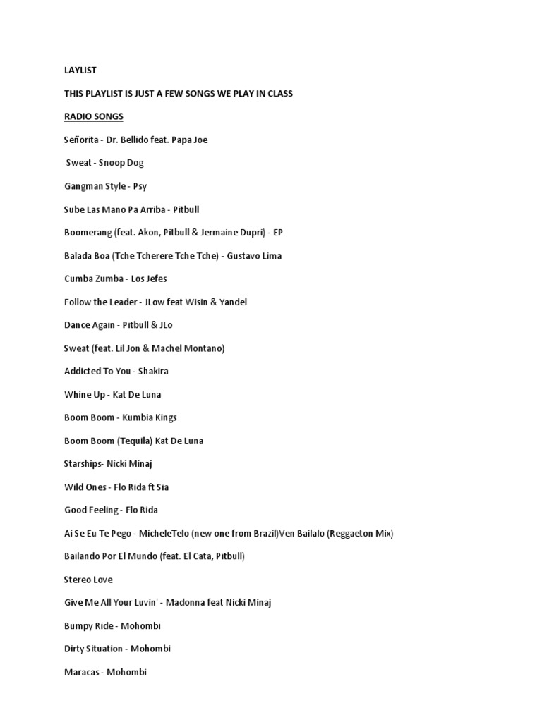 Laylist This Playlist Is Just A Few Songs We Play in Class Radio Songs ...