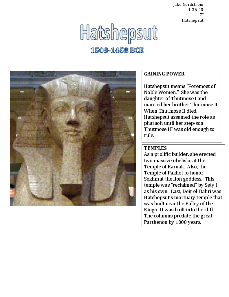 Master Hatshepsut Input Chart | PDF | Hatshepsut | Ancient Egypt