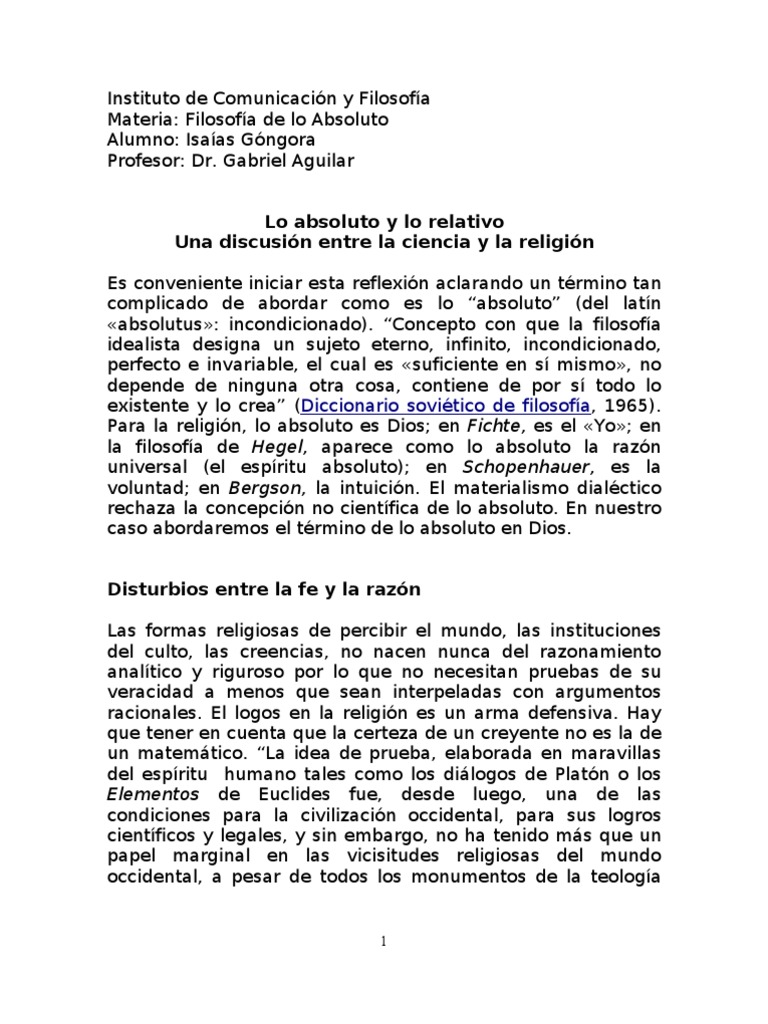 Filosofía Del Absoluto | PDF | Certeza | Existencia