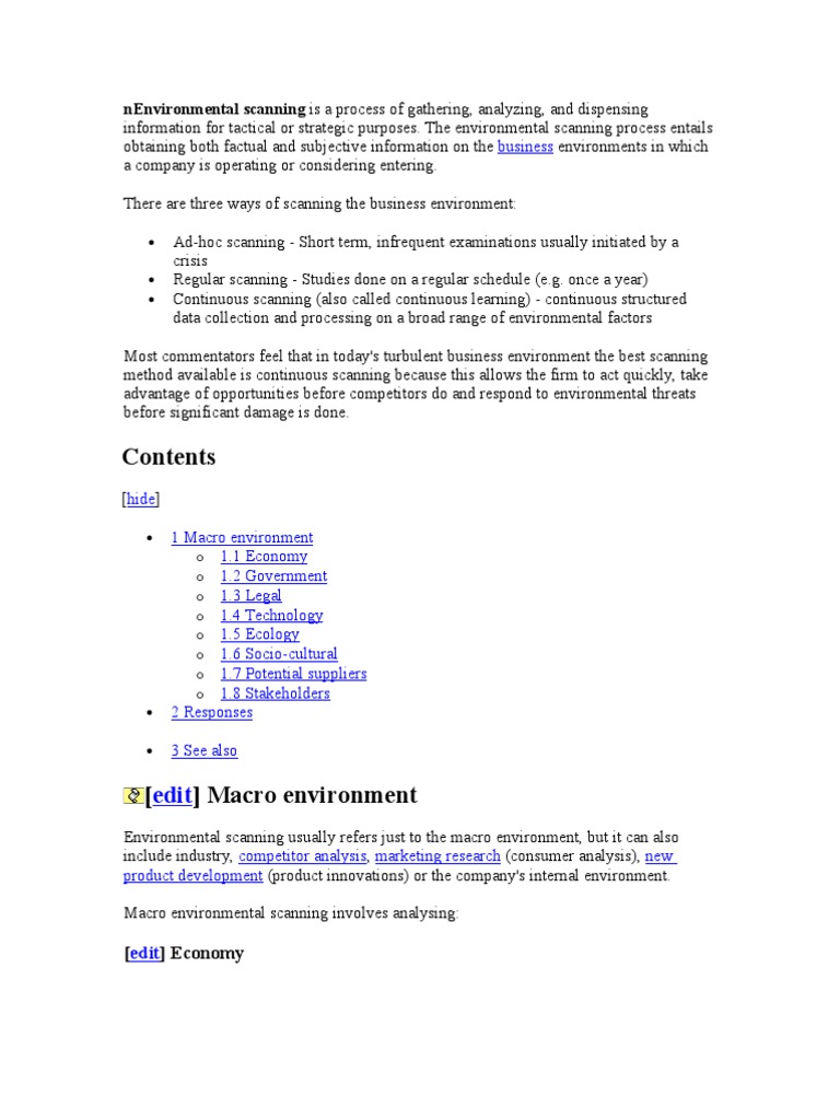 Environmental Scanning Is A Process of Gathering | PDF | Supply Chain ...