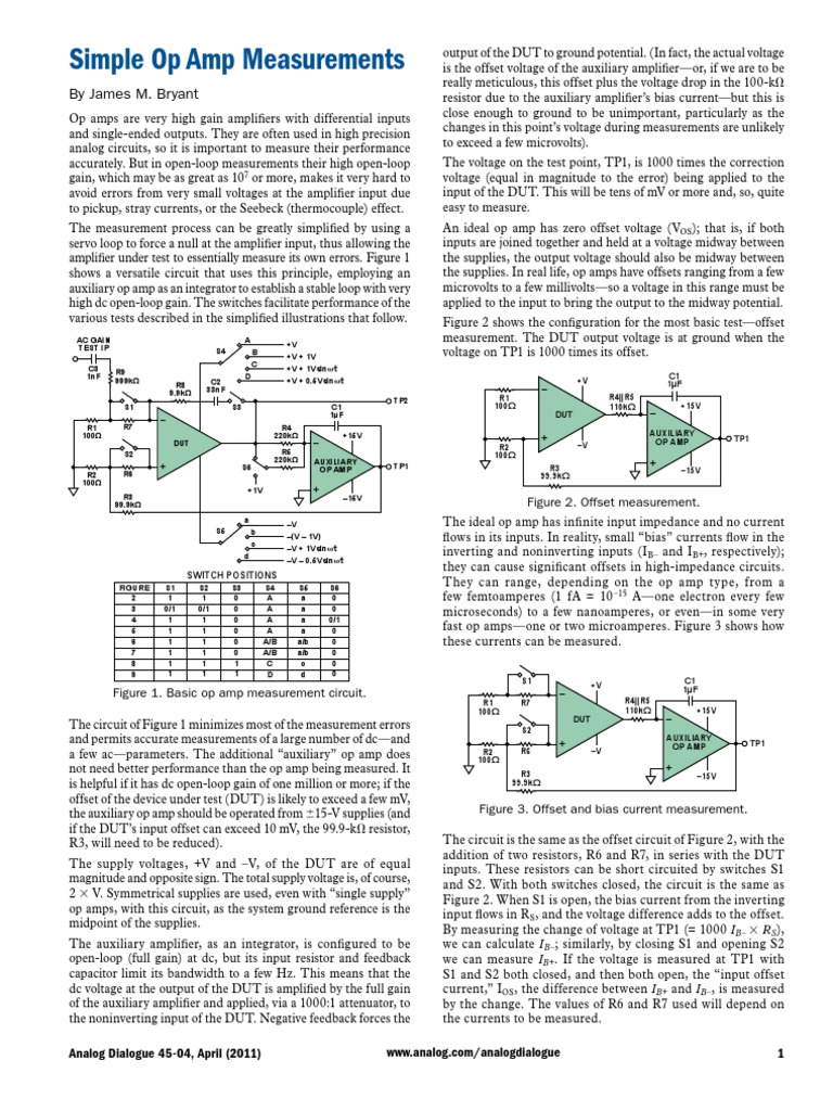 Simple Op Amp Measurements: by James M. Bryant | PDF | Amplifier ...