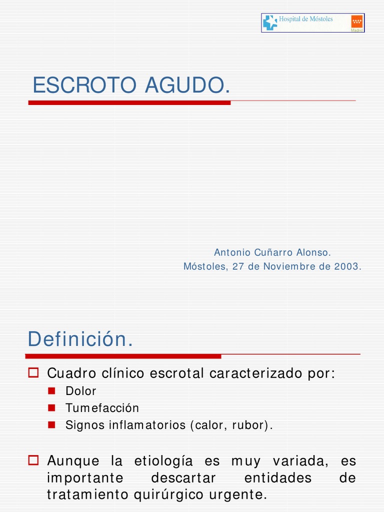 Escroto Agudo PDF | PDF | Testículo | Especialidades Medicas